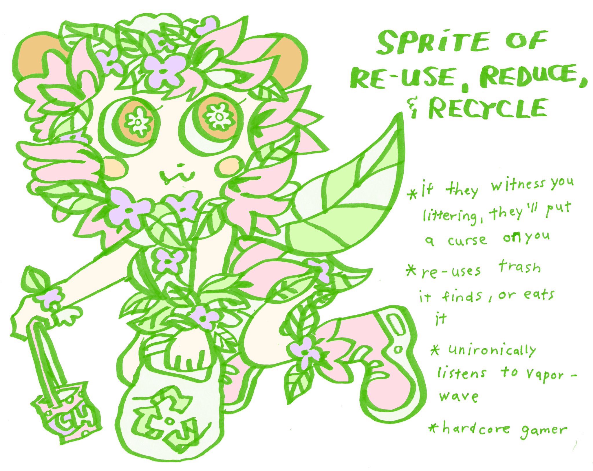 sprite of reduce reuse recycle on Toyhouse